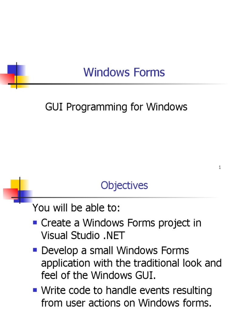 021 Windows Forms Intro | PDF | Button (Computing) | Microsoft Visual ...