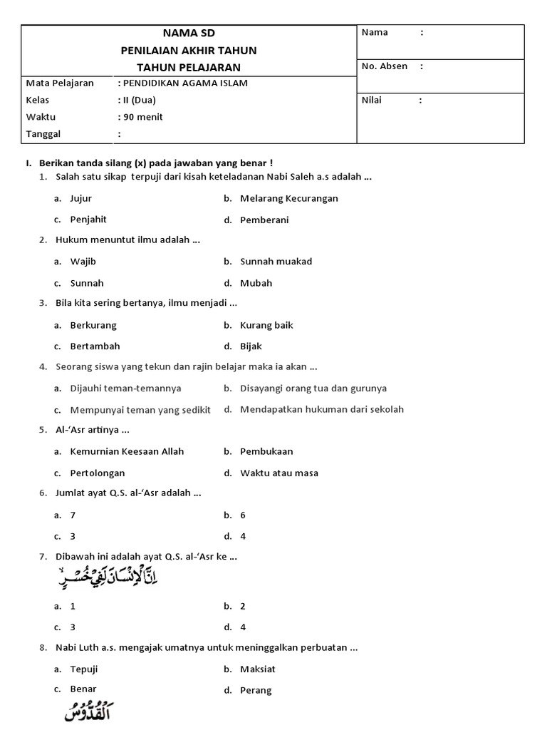 Soal2 Pat Pai Kls 2-s2 | PDF