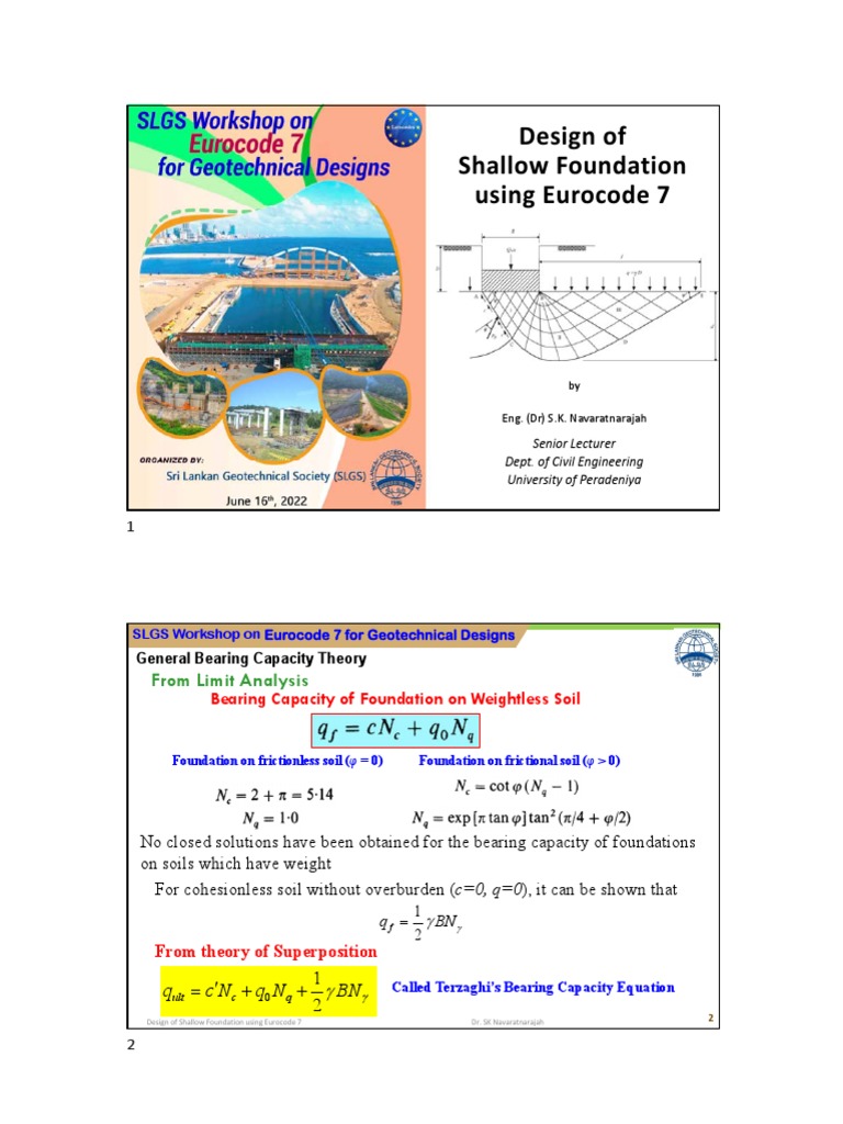 2.design of Shallow Foundation Using EC 7 - DR Navarathnaraja | PDF ...