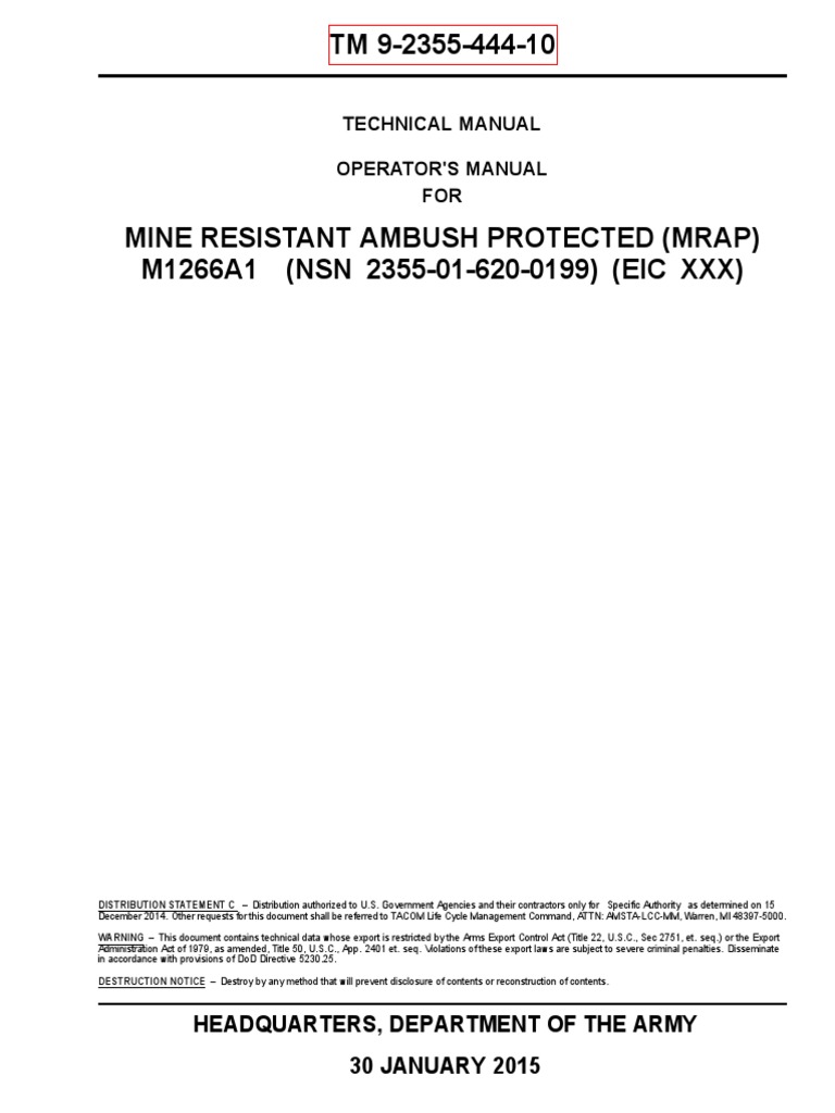 TM 9-2355-444-10 MaxxPro LWB Amb Part1 | PDF