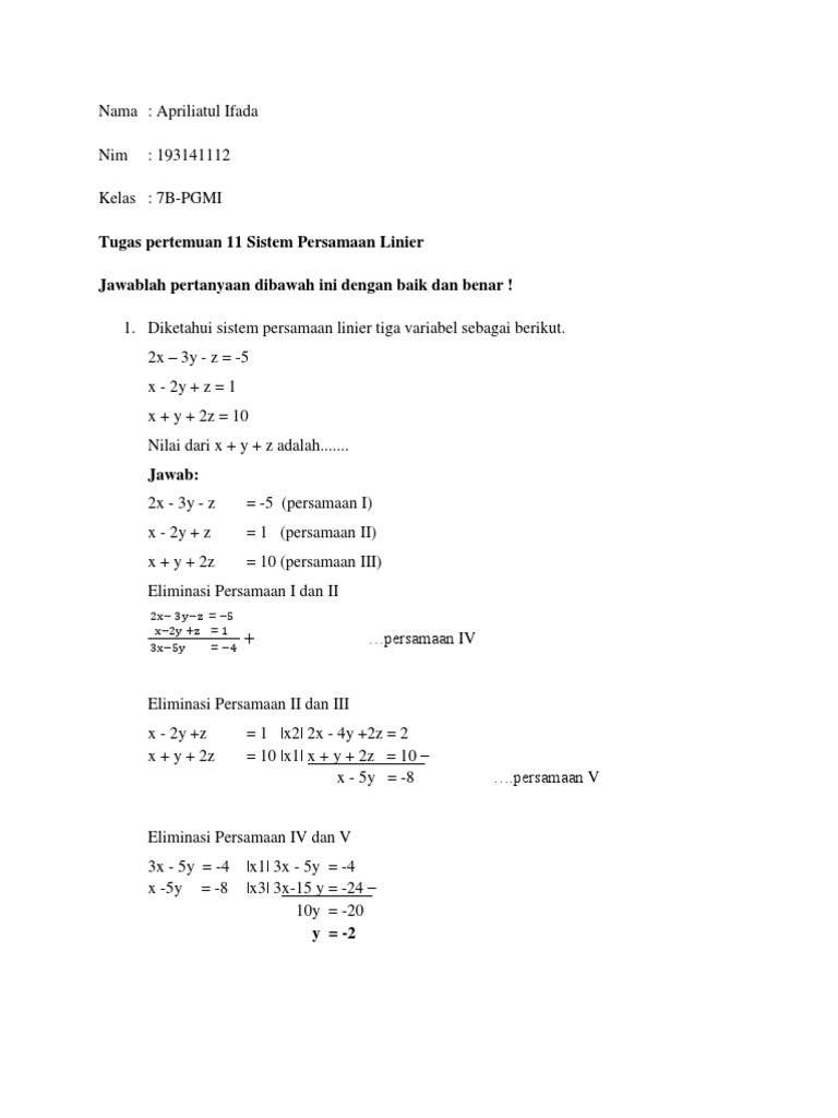 Tugas 11 Matematika Apriliatul Ifada | PDF