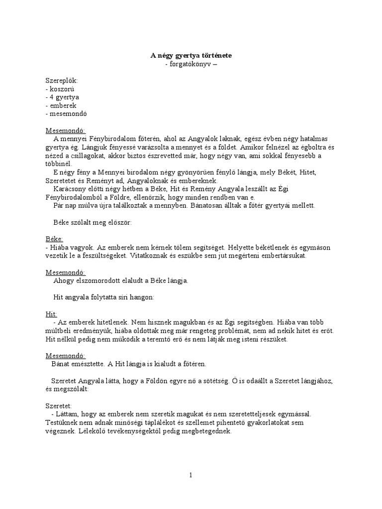 A Négy Gyertya Története | PDF