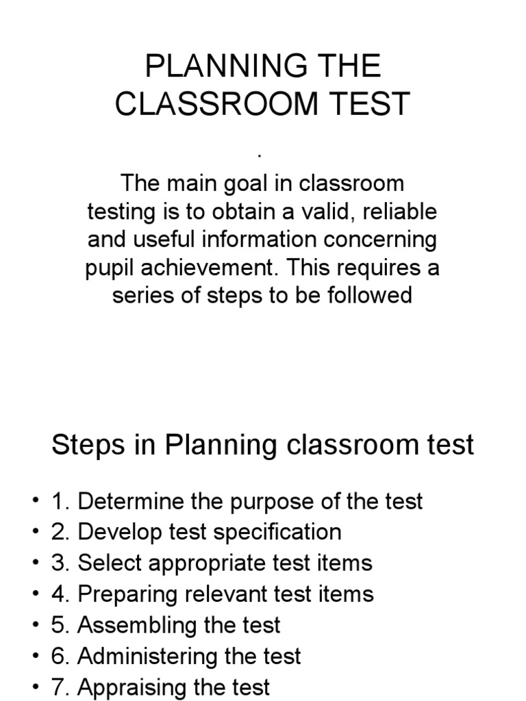 Planning The Classroom Test | PDF | Multiple Choice | Question