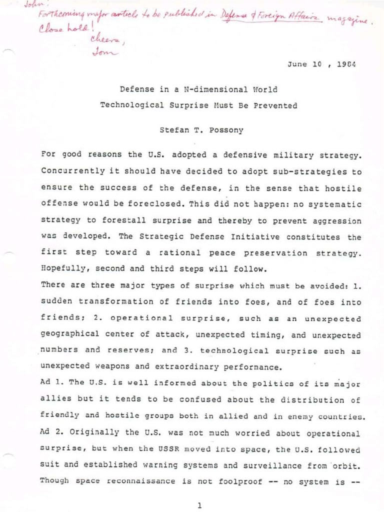 31 Defense in A N-Dimensional World-Technological Suprise Must Be ...