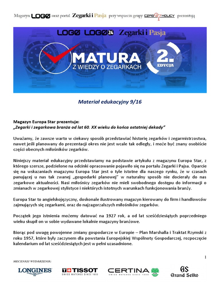 Matura Zegarki Material Edu NR 9 | PDF
