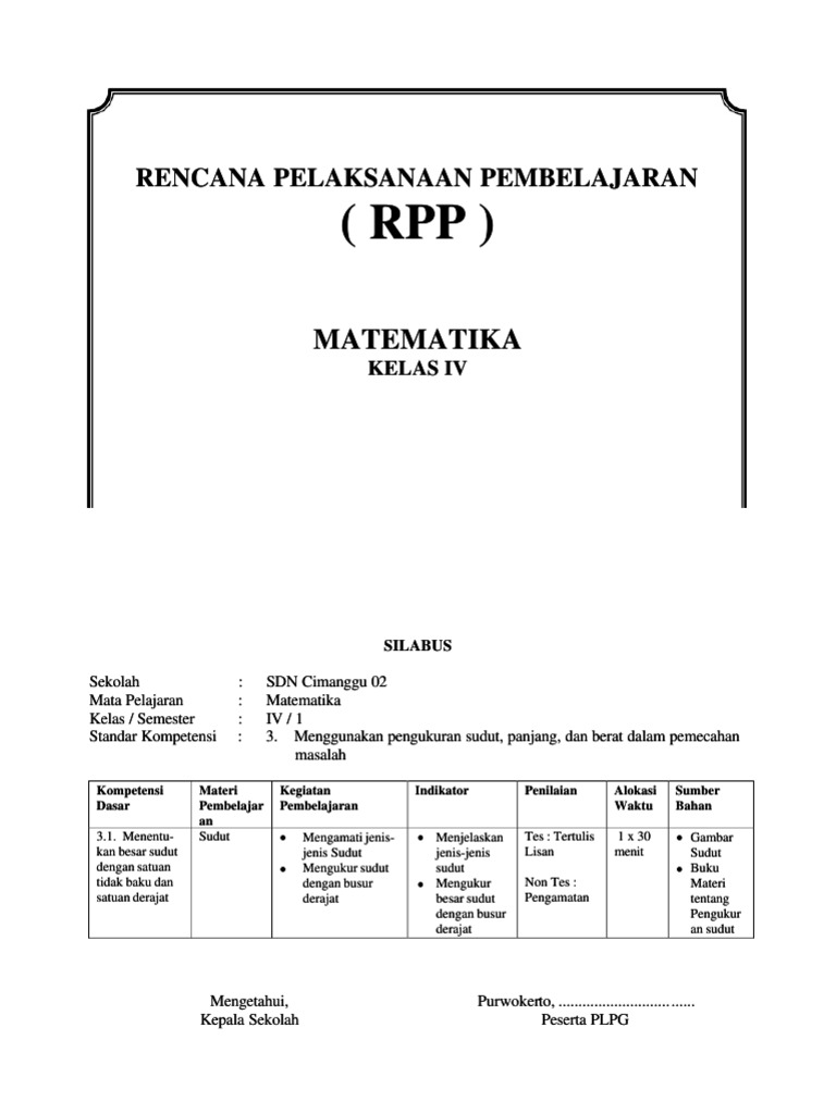 RPP Pengukuran Sudut | PDF