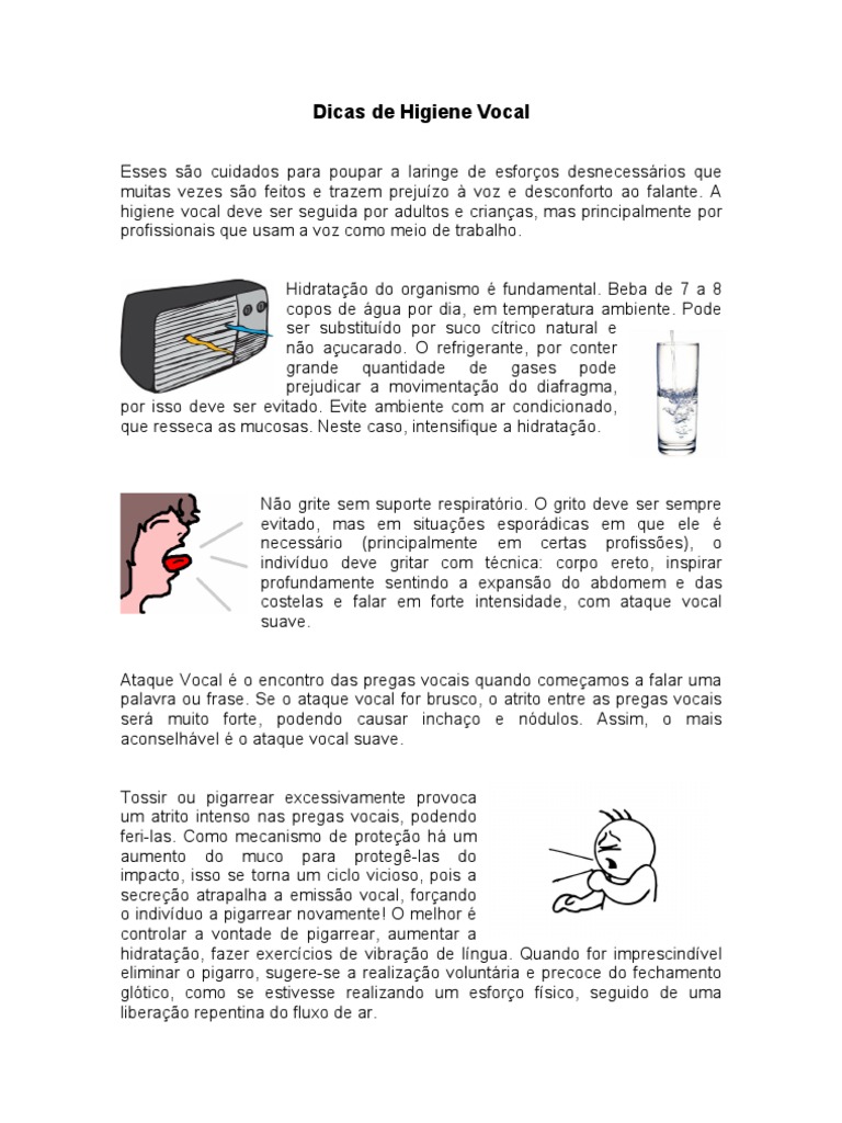 Dicas de Higiene Vocal | PDF | Canto | Voz humana
