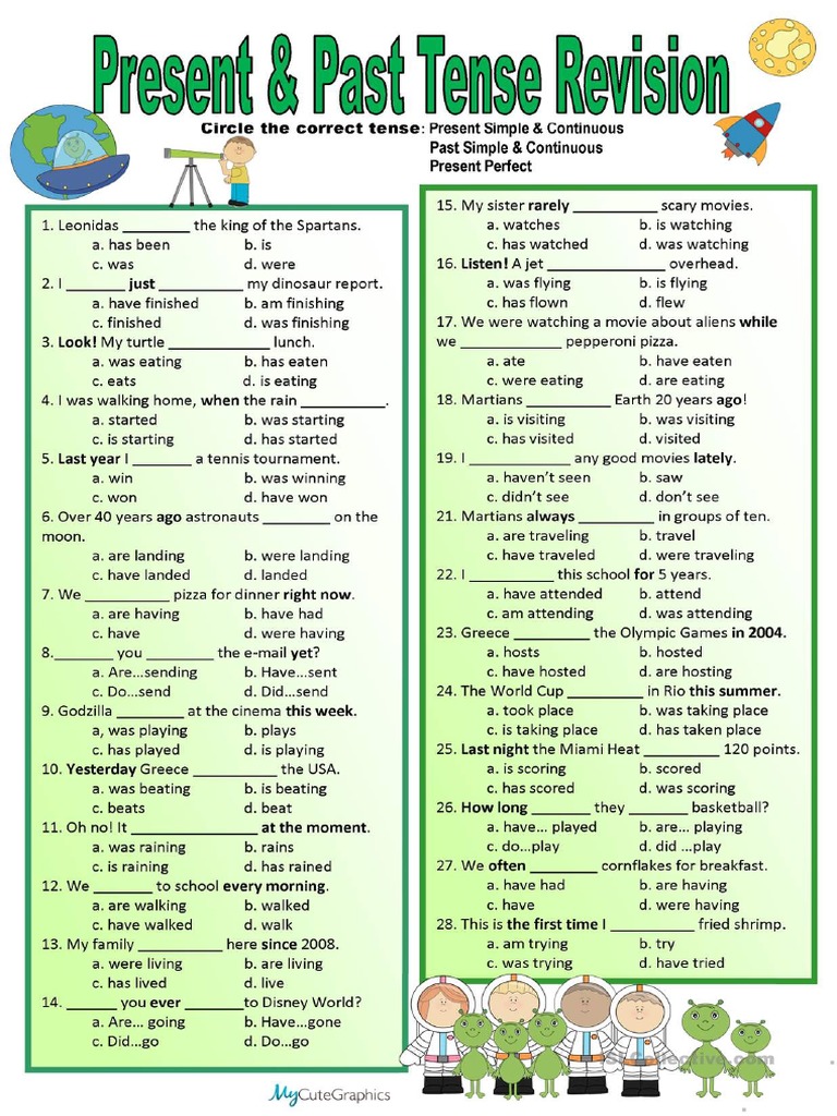A2 Verb Tense Review-Páginas-1 | PDF
