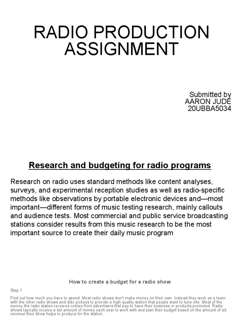 Radio Program Budgeting Guide | PDF