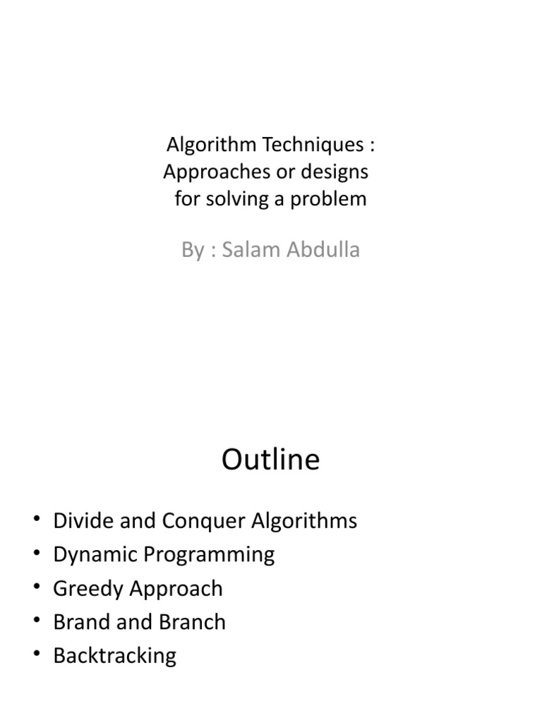 Algorithm Techniques Seminar Pdf