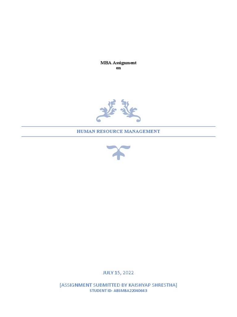Human Resource Management - Assignment | PDF | Human Resource ...