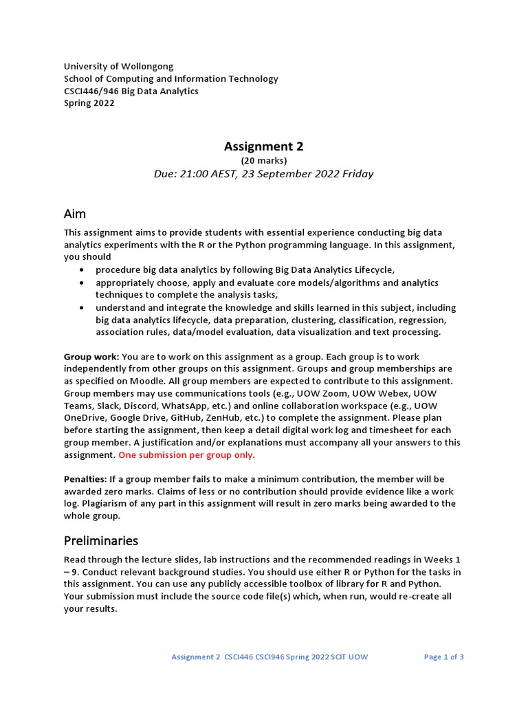 Assignment 2 Task Sheet | Download Free PDF | Analytics | Big Data