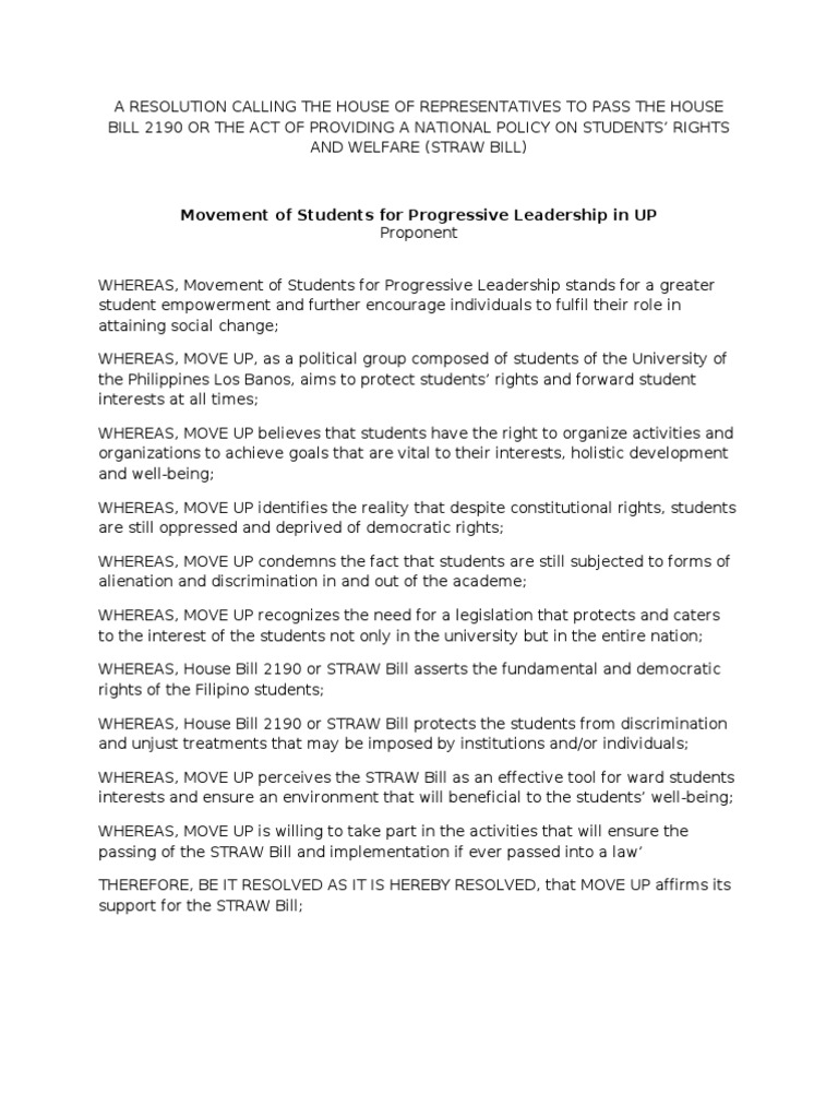Support for Students' Rights Bill | PDF | United States House Of ...