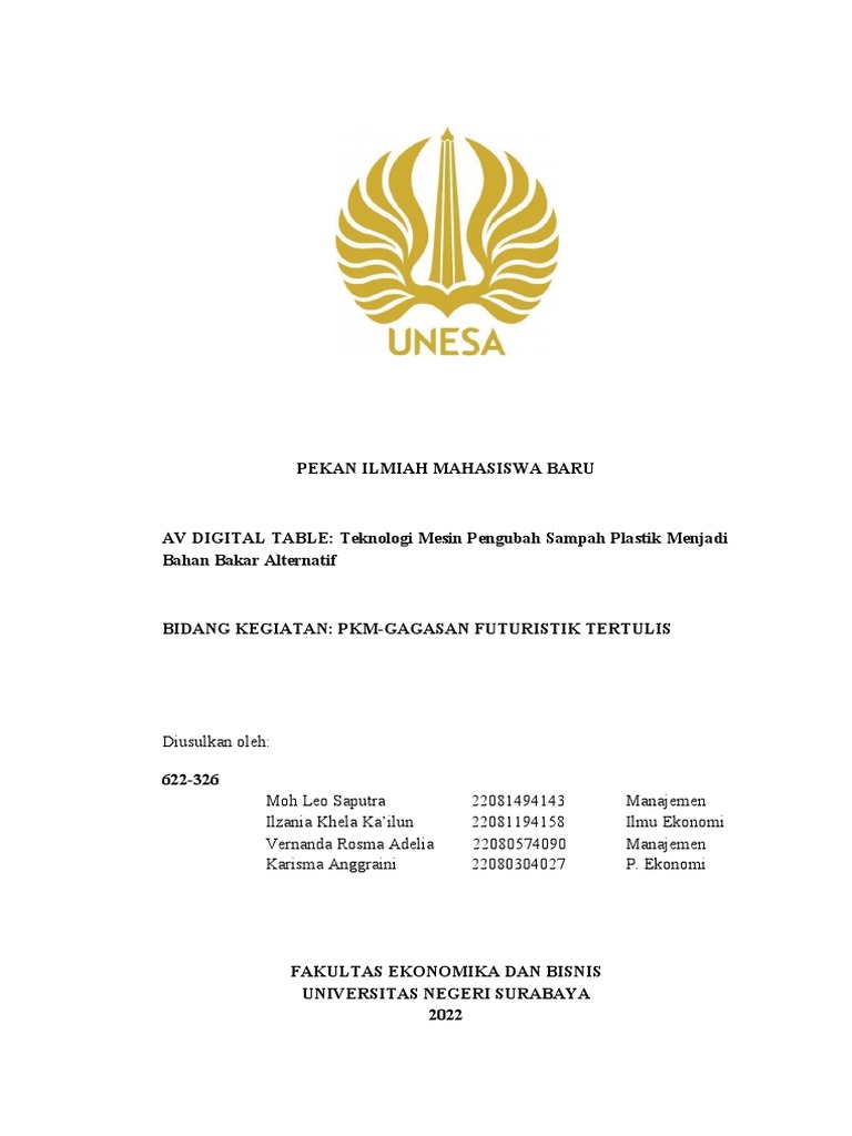 Proposal PKM-GFT Pimba 2022 Kelompok 326 New | PDF