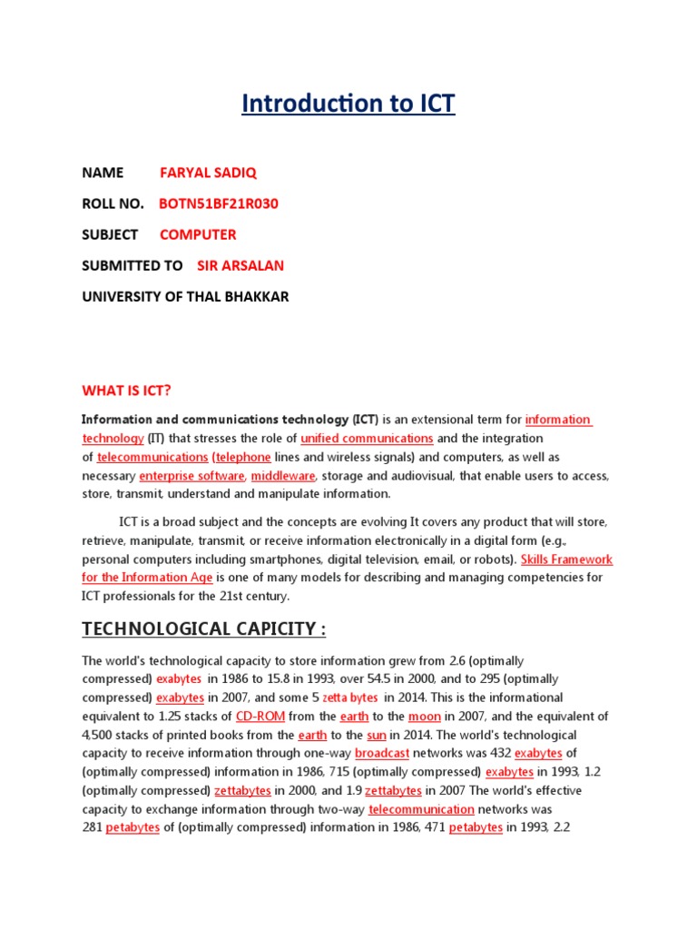 ICT Assignment | PDF | Information And Communications Technology | Information