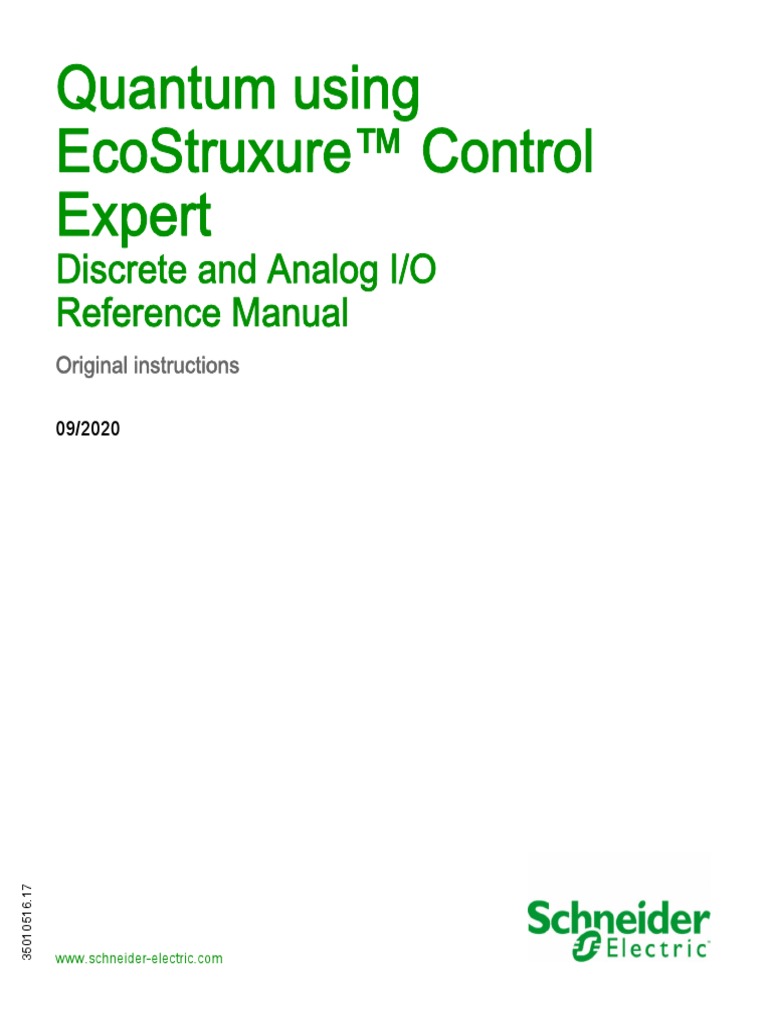 Quantum Using EcoStruxure™ Control Expert Discrete and Analog I/O ...