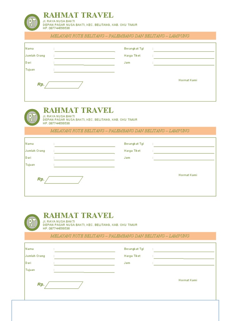 Endit Travel Contoh Kwitansi Travel | PDF