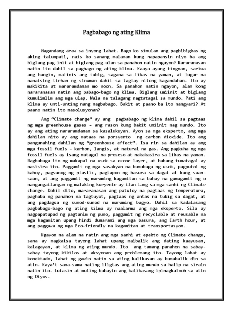 Pagbabago NG Ating Klima | PDF