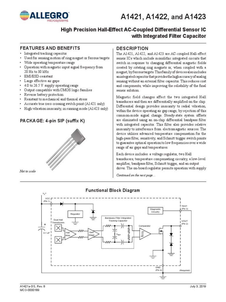 A1421 2 3 Datasheet | PDF | Capacitor | Integrated Circuit