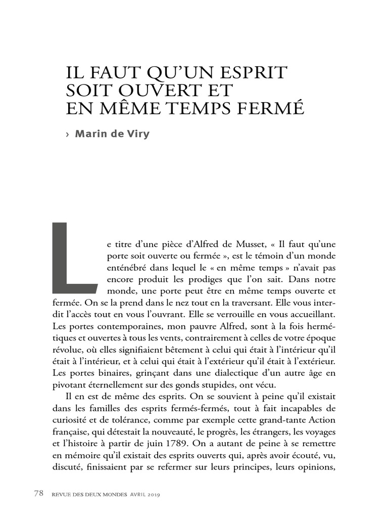 Esprit Ouvert Ferme | PDF | Tolérance | Liberté