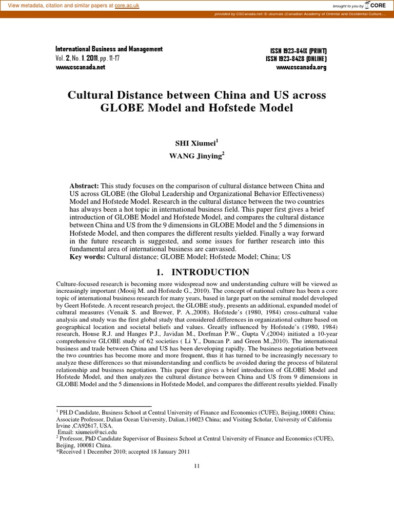 Globe and Hofstede Model | PDF | Social Psychology | Psychology