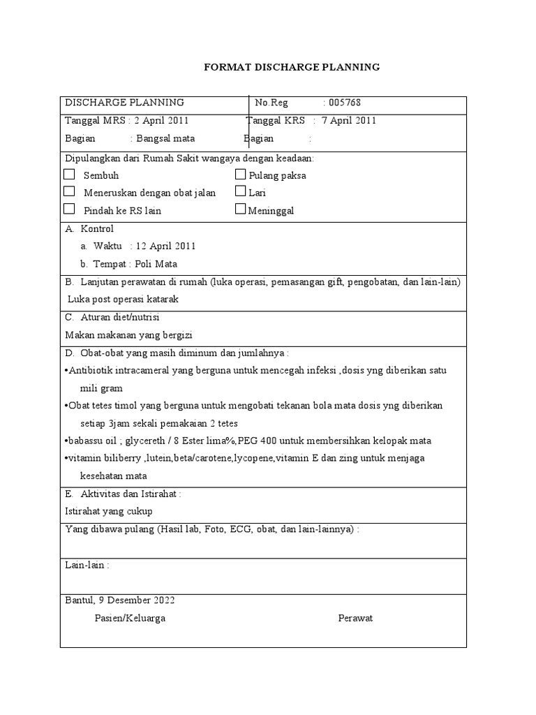 DISCHARGE PLANNING GUIDELINES | PDF