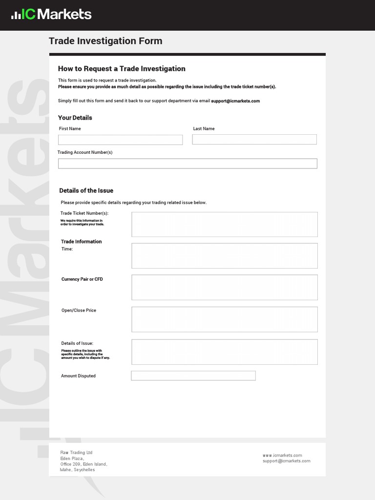 Trade Investigation Form Global | PDF