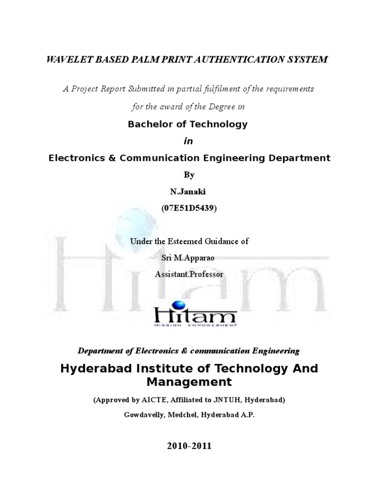 Wavelet Based Palm Print Authentication System: Hyderabad Institute of ...