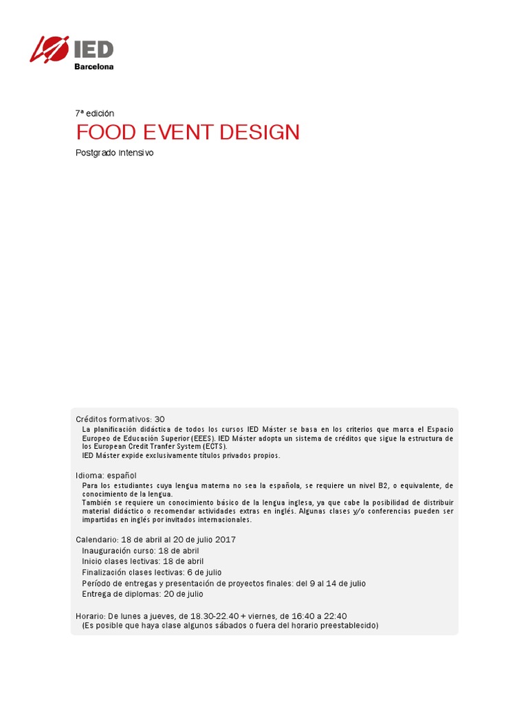 1617POST-Food Event Design2 | PDF | Diseño