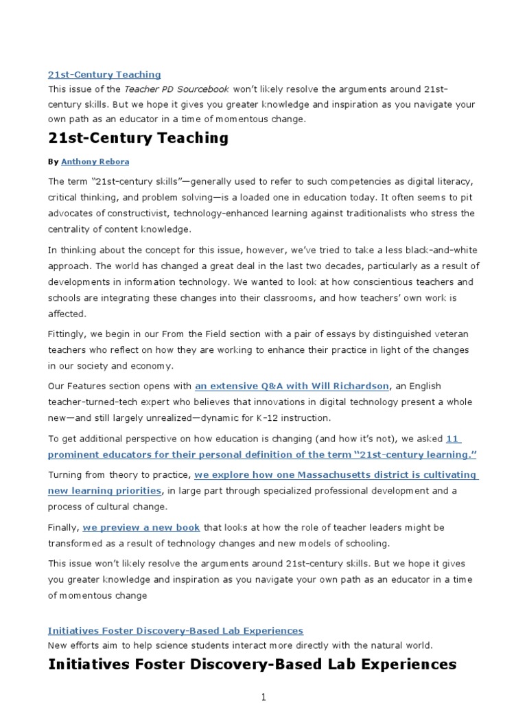 21st Century Teaching | PDF | Teachers | Test (Assessment)