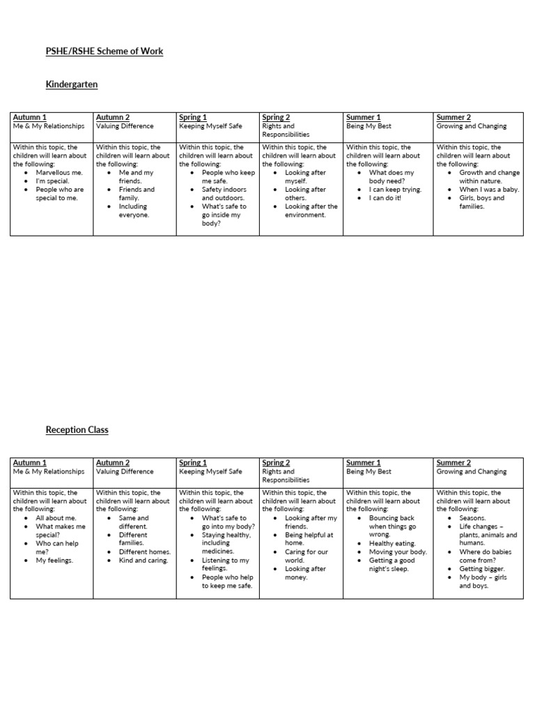 Pshe Scheme Of Work Prep Pdf Friendship Bullying