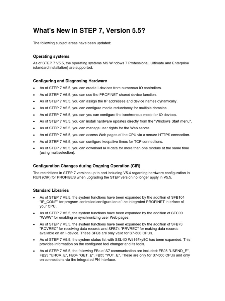 What Is New in STEP7 V55 | PDF | World Wide Web | Internet & Web