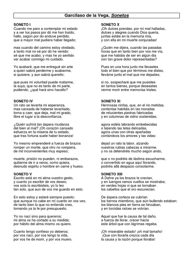 Selección de Sonetos de Garcilaso | PDF | Poesía