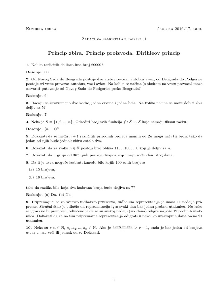 Sam Rad 1.kombinatorika v16-17 | PDF