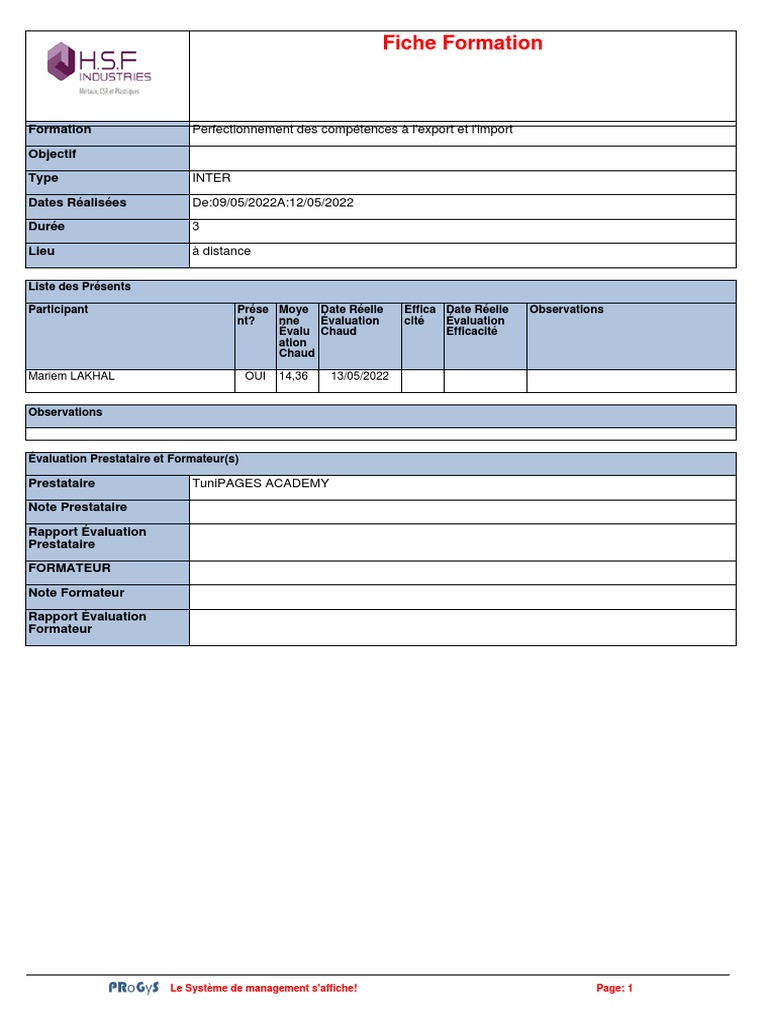 Fiche Formation | PDF