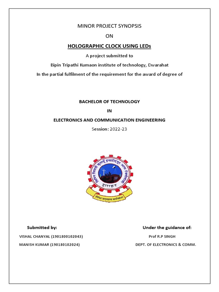 Minor Project Synopsis | PDF | Direct Current | Electric Motor