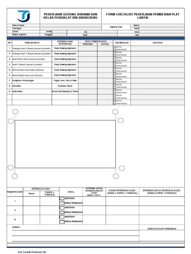 Form Checklist Pembesian Plat | PDF