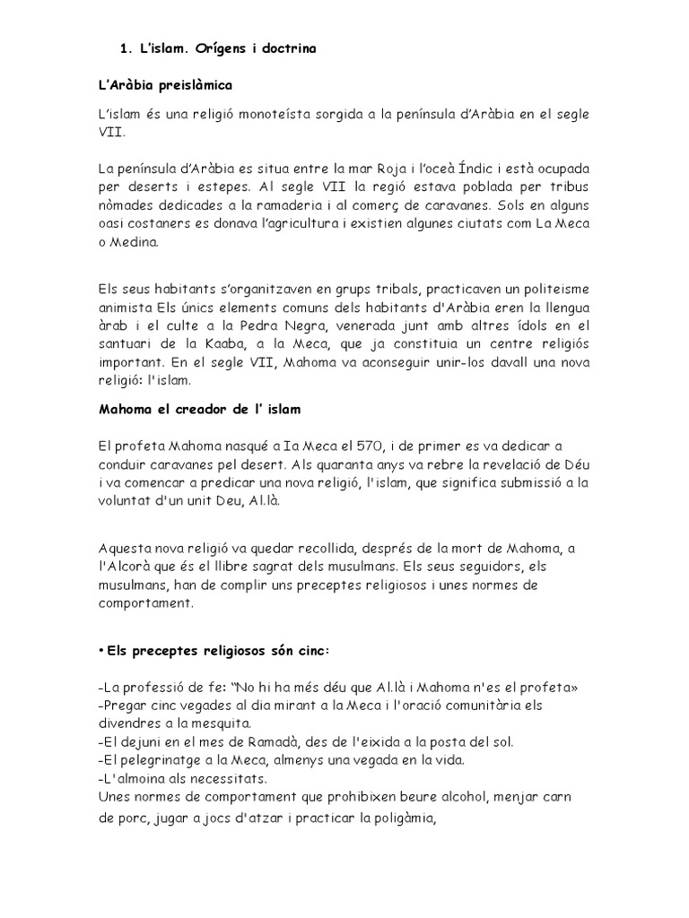 Examen El Islam 2 Eso | PDF