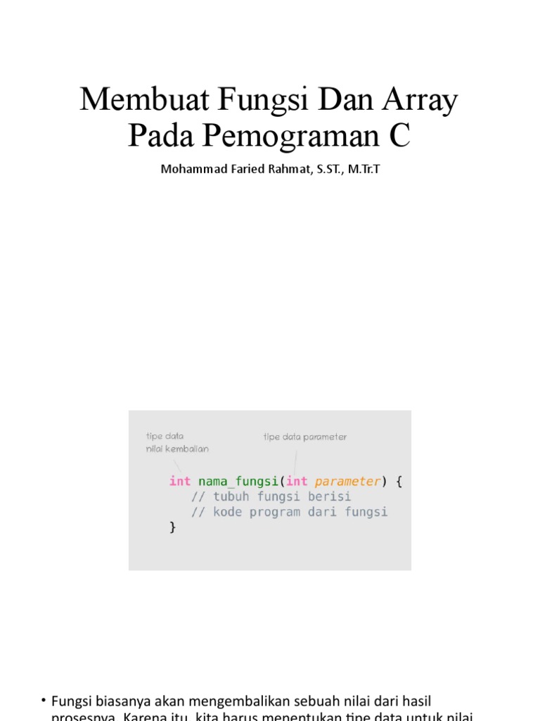 Membuat Fungsi Dan Array Pada Pemograman C | PDF | Komputer