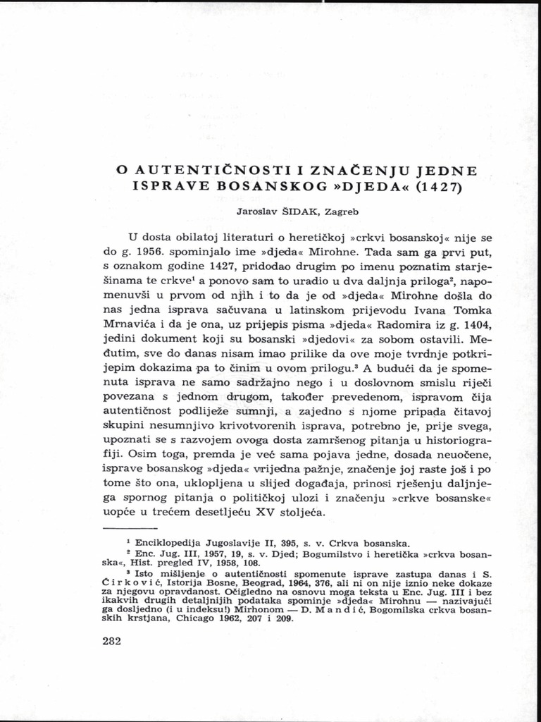 ŠIDAK, Isprava Bosanskog Djeda | PDF