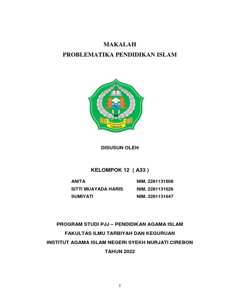 Problematika Pendidikan Islam KELOMPOK 12 | PDF