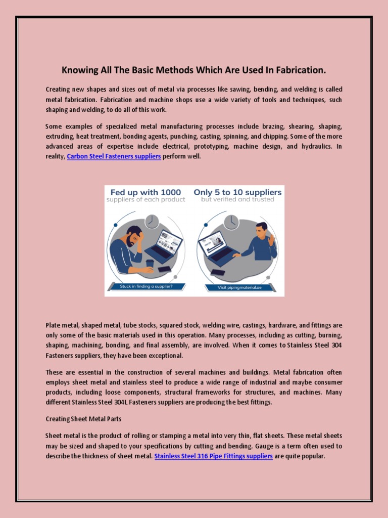 Knowing All The Basic Methods Which Are Used in Fabrication | PDF ...