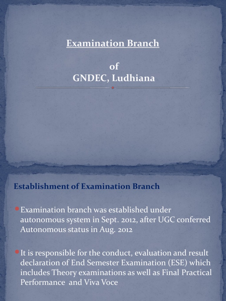 Examination Branch of GNDEC, Ludhiana | PDF