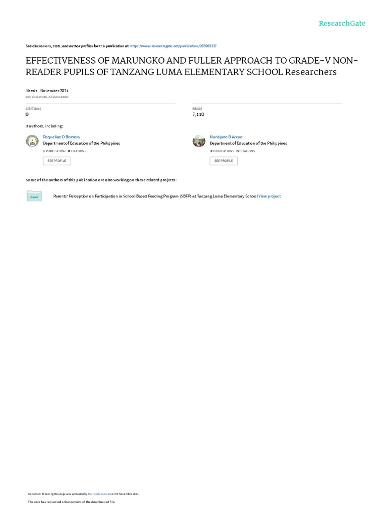 Evaluating the Effectiveness of the Marungko and Fuller Approaches in ...