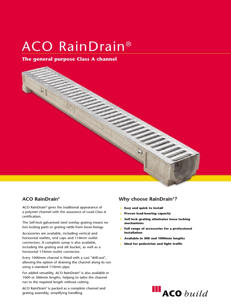 ACO RainDrain Datasheet | PDF | Manufactured Goods | Equipment