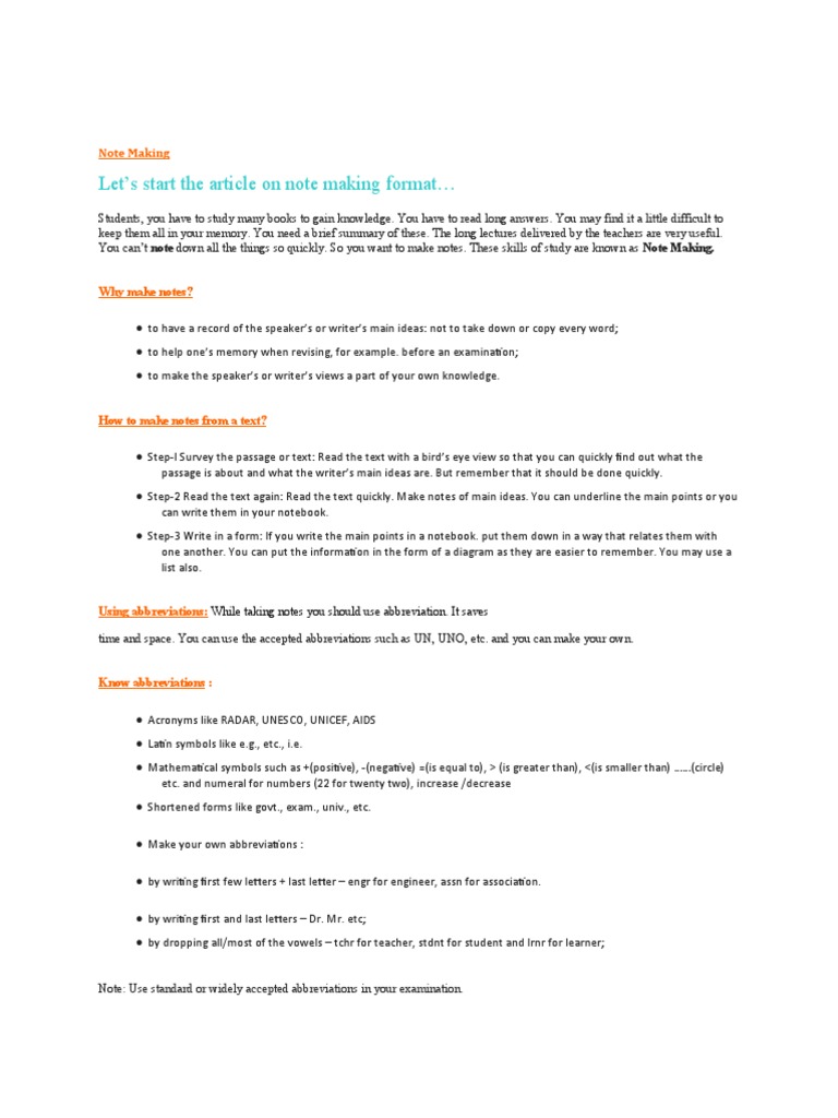 Note Making Format | PDF | Musical Instruments | String Instruments