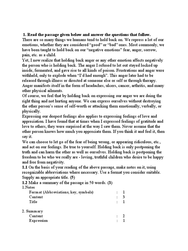 Note Making Sample | PDF | Anger | Feeling