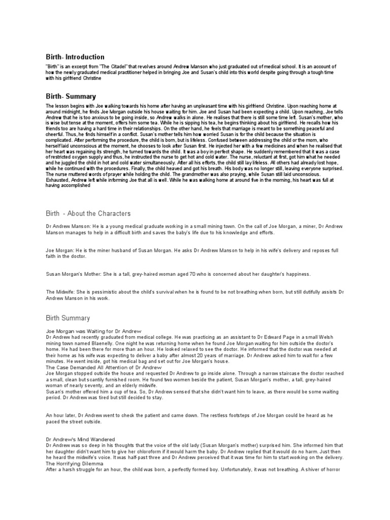 Birth Summary | PDF | Childbirth