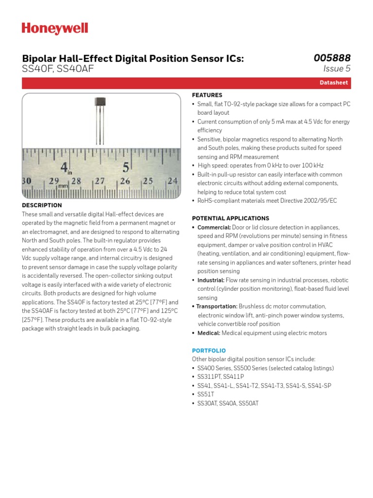 Sps Siot Bipolar Hall Effect Sensor Ic Ss40f Ss40af Datasheet 005888 4 en Ciid 44889 | PDF ...