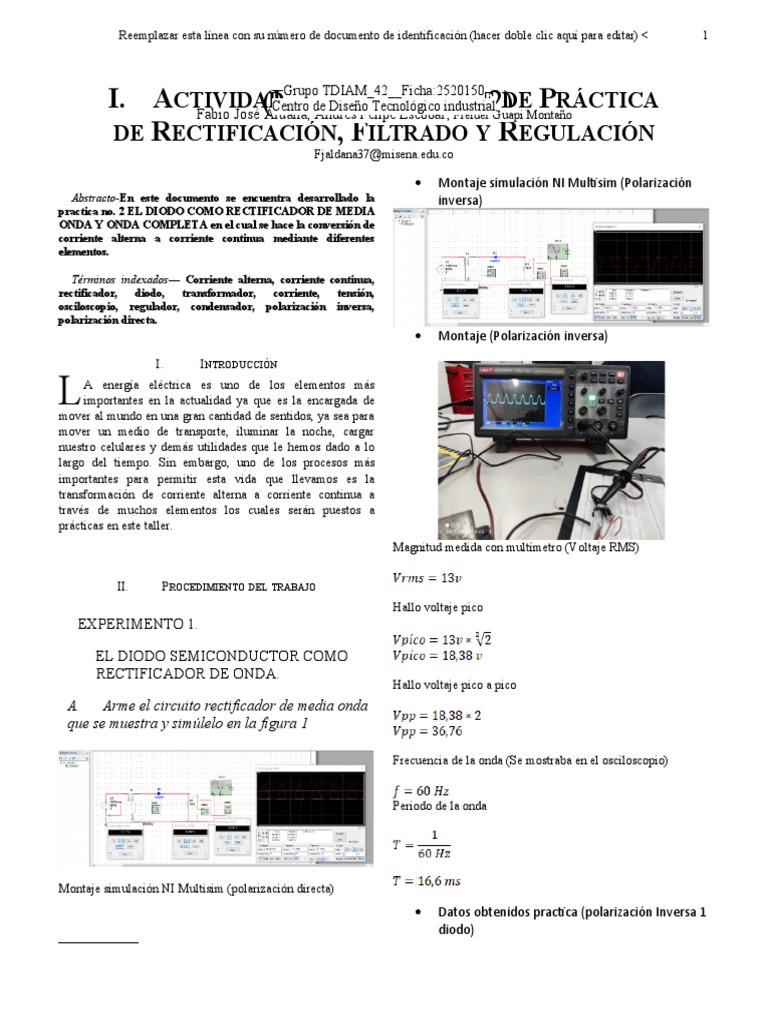 Actividad 7 Practica | PDF | Rectificador | Diodo